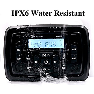 GUZARE Marine Stereo Bluetooth Waterproof Boats Golf Cart Radio Digital Media Stereo Receiver AM FM Tuner Bluetooth Streaming on ATV UTV Motorcycle and Spa Hot Tubs
