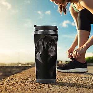 Black Labrador Travel Coffee Mug Stainless Steel Water Bottles Insulated Water Bottle Travel Mug Insulated Tumblers Travel Coffee Tumbler 12 Oz Coffee Tumbler Travel Cup