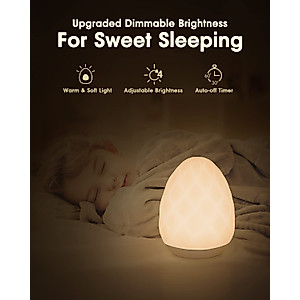 Vovoly Rechangeable Baby Night Light, Large Egg Lamp with Long lasting Battery - Multi-color Cycling- Timer &Touch Control, Battery Powered and Operated Nursery Led Light