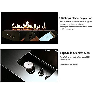 Remote Control Fireplace 180 cm 72'' Black WiFi Google Alexa 20L Bio Ethanol Burner Insert