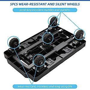 YooMoo Folding Hand Truck 5-Wheel Folding Trolley,Fold Up Luggage Utility Dolly,Heavy Duty Trolley Cart,Stretchable Platform Cart for Home Office Car Travel Luggage Moving