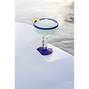 Cool Loungers in Pool Wave Lounge Chairs Set of 2 with Hourglass Side Table for Baja Sun Tanning Shelf Ledge, Handy Cell Phone Holder & Cup Holder, Suitable for Use in Water up to 6 Inches Deep, White