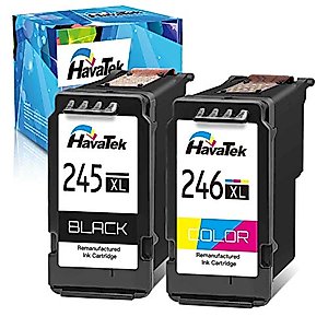 HavaTek Remanufactured Ink Cartridge Replacement for Canon PG-245XL CL-246XL PG-243 CL-244 for Pixma MX492 MX490 MG2522 MG2922 MG2520 MG2920 MG3022 TR4520 MG2420 iP2820 TS202 Printer (1 Black 1 Color)