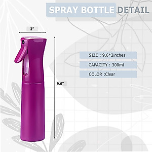 Continuous Spray Bottle with Ultra Fine Mist - Versatile Water Sprayer for Hair, Home Cleaning, Salons, Plants, Aromatherapy, and More - Empty Hair Spray Bottle - 300ml/10.1oz (Light Purple)