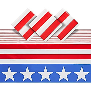 3 Pack American Flag Plastic Table Covers for Independence Day, Patriotic 4th of July Party Decorations (54 x 108 In)
