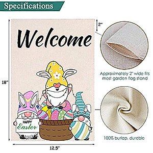 CDLong Gnome Seasonal Garden Flag Set of 11-Vertical Double Sided 12.5 x 18 Inch Yard Flag,Spring Welcome Easter Rustic Flag for Indoor Outdoor Holiday Decorations