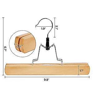 SONGMICS 12 Pack Wooden Pants Hangers, Premium Solid Wood with Non-Slip Felt, Hold Pants Tightly, Smooth Finish Wood Skirt Hangers, with 360° Swivel Hook, Natural UCRW007-12