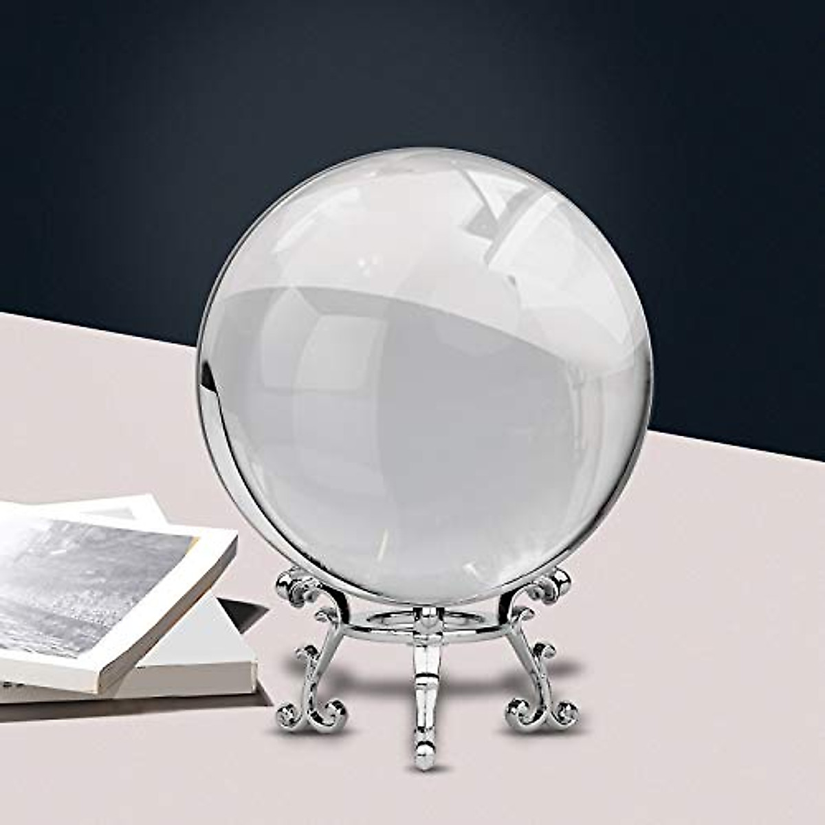 MerryNine 80mm/3.15" Photograph K9 Crystal Ball with Stylish Metallic Stand and Microfiber Pouch, Decorative and Photography Accessory (Transparent)