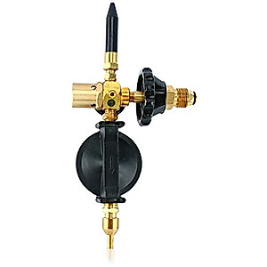 YaeTek Balloon Inflator Dual Mylar and Helium Latex Balloon Filler Valve Fits CGA-580 Tank Air Flow Inflator Regulator 0-3000 PSI (With Auto Foil Balloon Shut Off Valve) Pkg/1
