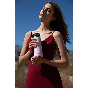 NAYAD Roamer Stainless Steel Vacuum Insulated Thermos, Automotive Cup Holder Compatible Travel Coffee Mug Water Bottle with Lid for Iced Cold/Hot, 18 oz, Rose