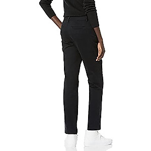 Amazon Essentials Women's Classic Straight-Fit Stretch Twill Chino Pant, Black, 10