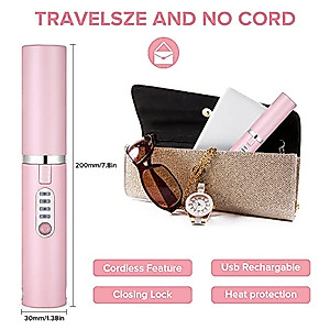 JMFONE Cordless Hair Straightener, Mini Cordless Flat Iron 2 in 1, Portable USB-C Rechargeable 5000mAh Battery, Ceramic Plate, Quick Heat & 3 Adjustable Temp,Travel Size Preferred for Women Girl
