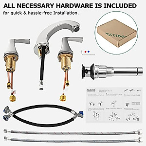 PARLOS Widespread Double Handles Bathroom Faucet with Pop Up Drain and cUPC Faucet Supply Lines, Brushed Nickel, Doris 14172