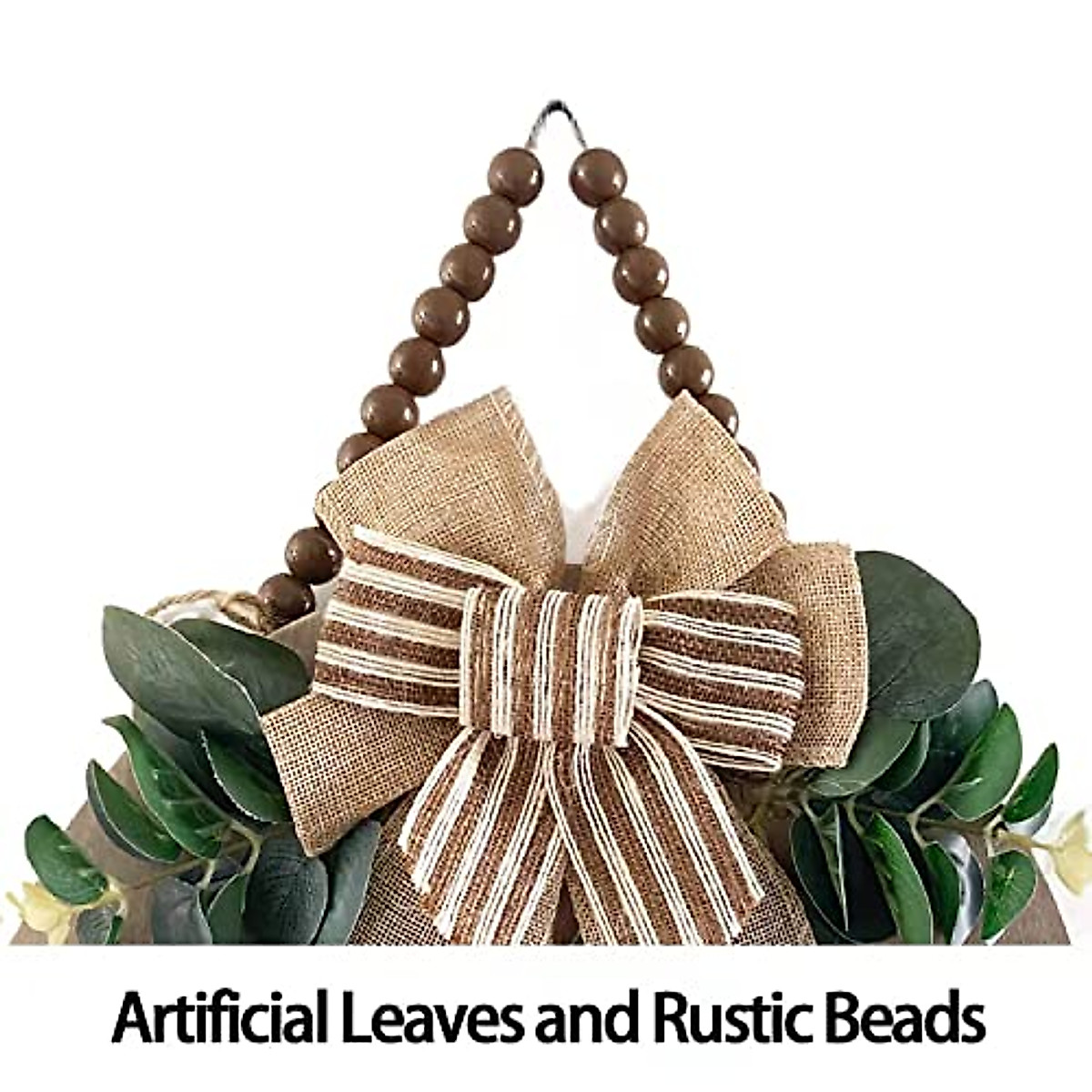 Condorpasea 3D Welcome Sign for Front Door | Home/Farmhouse Porch Décor Wooden Hanging Sign with Artificial Leaves and Rustic Beads | Christmas Classroom |12" Round