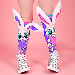 MADMIA Funny Bunny Socks, Vibrant Knee-High Socks with Cute Bendable Ears