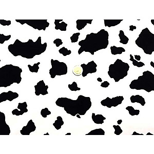 AMORNPHAN 44 Inch Black and White Cow ฺBull Ox Pattern Printed 100% Cotton Fabric Craft Cloth Kid Patchwork Handmade Sewing Crafting for 1 Yard