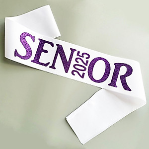 Senior Sash 2025 Purple,White Senior Cheer Sashes Class of 2025 Graduation Celebration Class Competition Sash Party Supplies 6 Pack