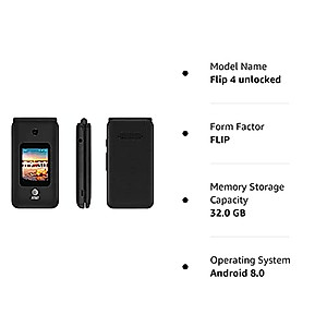 SIMBROS Unlocked FLIP 4 AT&T SMARTFLIP IV U102AA 4G 4GB Phone -Works with AT&T T-Mobile & Cricket -NOT Good for VERIZON Simkey