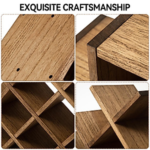 KIRIGEN 13-Bottle Wine Rack - 4-Tier Nature Wood Wine Display Rack/Standing and Countertop Wine Storage Shelf - Bottle Holder/Cabinet Glass Rack 4-Layer Dark Brown XHJJ4-DBR