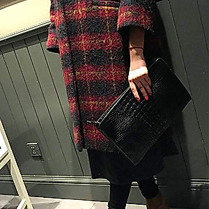 CLARA Crocodile Pattern Clutch Purse Oversized PU Leather Envelope Clutch Evening Handbag Black