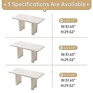 Guyii 55.27" Dining Table, Modern Rectangular Kitchen Table, Indoor Dining Table for Kitchen, Bar, Living Room, Small Space, Cream White, Easy Assembly, Table Only