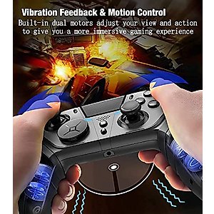 COWBOX 【2021 Upgraded Version】 Wireless P4 Controller with 3 Programmable Back Buttons and 1 Sensitivity-Control Back Button, Game Controller Remote with Turbo/Gyro/HD Dual Vibration/Touch Panel/LED