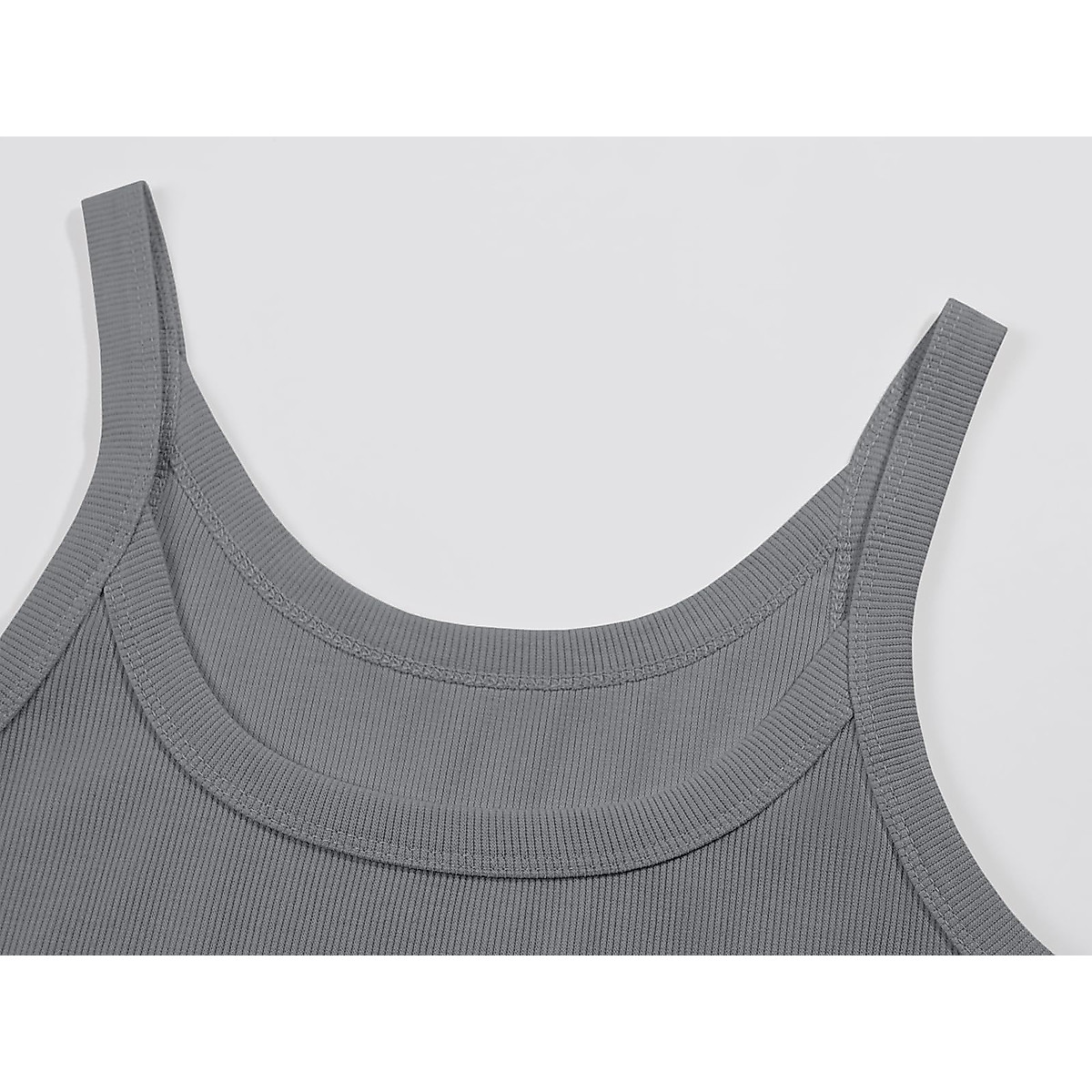 Ivay Womens Scoop Neck Ribbed Knit Tank Top Sexy Cotton Sleeveless Camisole Shirts