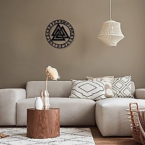 VALHALLA Vahala 3pc Viking Decor 15” Metal Wall Art | Viking Compass, Valknut, Tree of Life｜Nordic Mythology Vegvisir Runes and Symbols, Norse Metal Wall Décor, (15 in W x 15 in H / 38x38 cm)