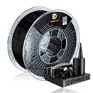 SUPPLY3D PETG 3D Printer Filament, Dimensional Accuracy +/- 0.03 mm, 1 kg Spool, 1.75 mm, Black,High Temperature Resistance, Fit Most Printers