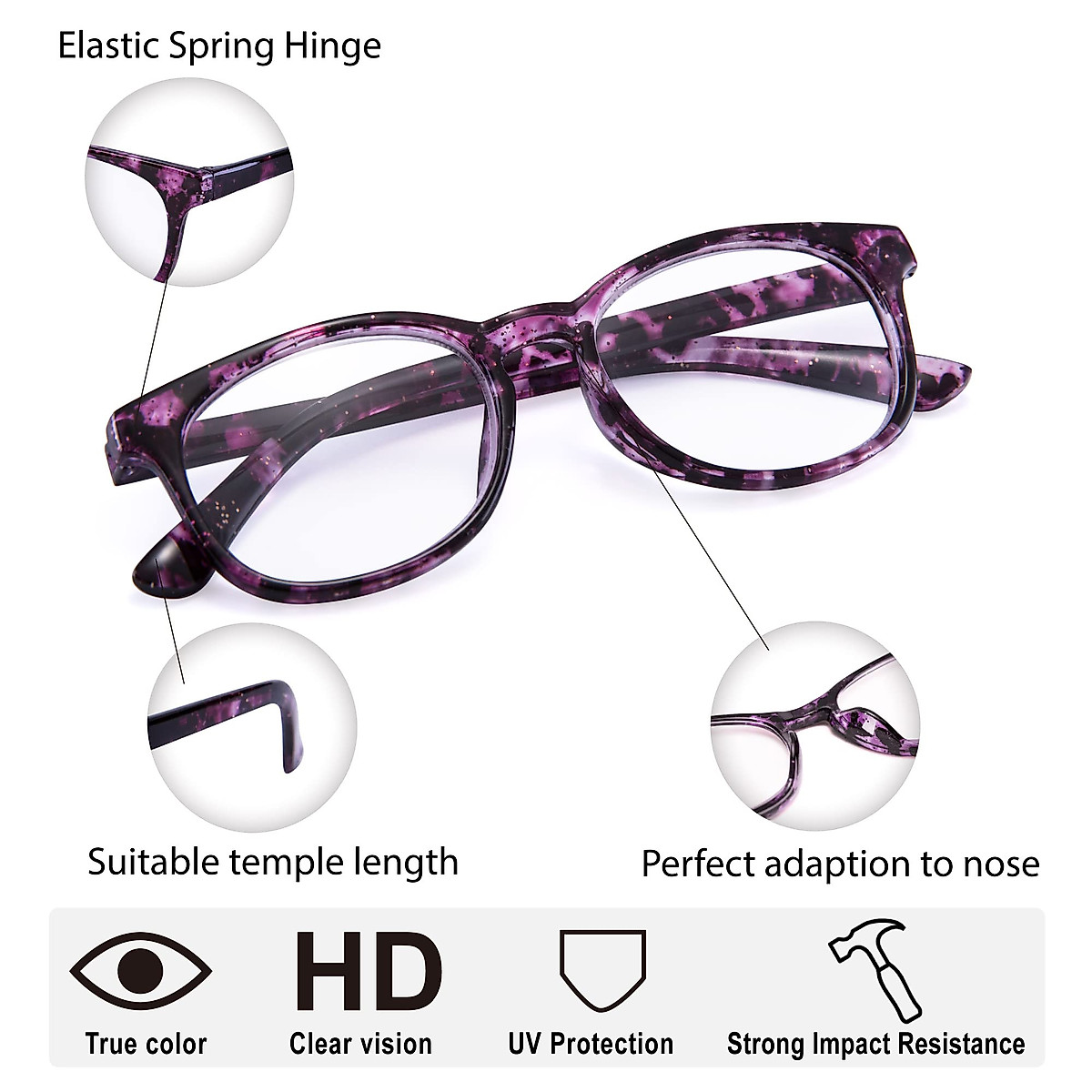 EYEGUARD Reading Glasses 4 Pack Quality Fashion Colorful Readers for Women