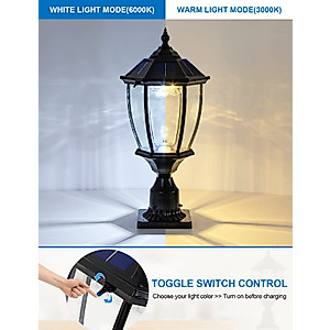 GYDZ Solar Post Lights Outdoor Solar Lamp Post Light for Gate Porch/Stone Pillar, Waterproof Decorative Solar Pillar Light Warm&Cool White, Oil-Rubbed Black Die Cast Aluminum Housing with Clear Glass