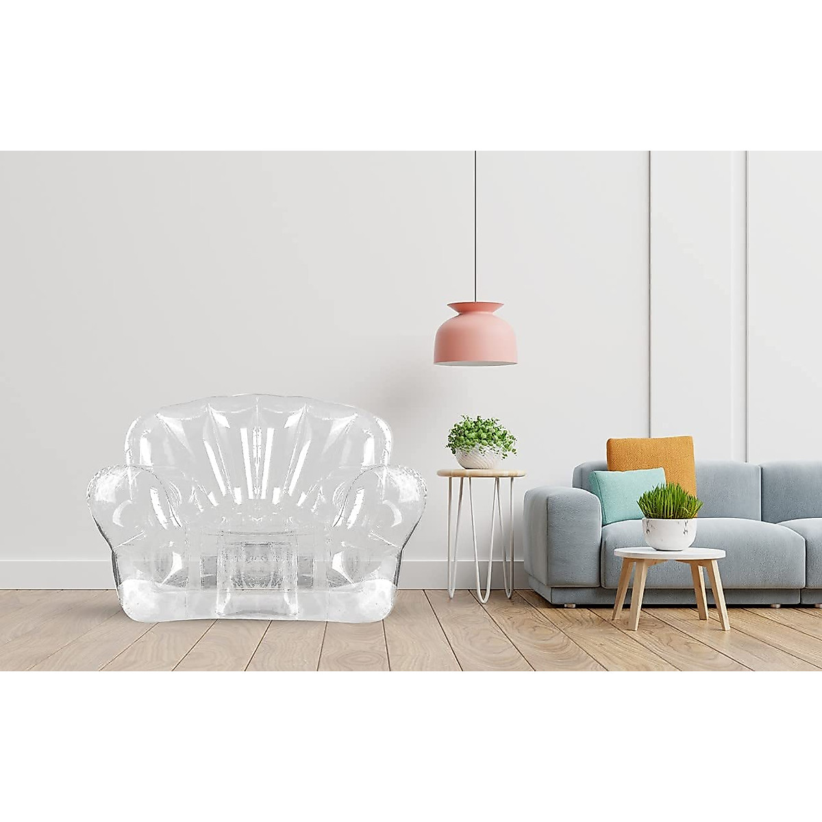 HEYOH Inflatable Chair, Transparent Clear Blow Sofa Seat for Kids, Teens Room,Funny Indoor/Outdoor Furniture for Swimming Pool,Dorm,Yard,Parties & Events -100% Waterproof & Holds 220lbs