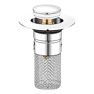 Stainless Steel Drain Hair Catcher - Anti-Clog Pop Up Drain Strainer with Hair Catcher, Drain Plug Sink Filter, Sink Plug for 33-40mm Drain, Plug and Play, for Bathroom, Bathtub, Kitchen, Sink, Etc