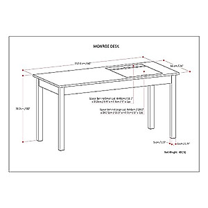 SIMPLIHOME Monroe SOLID WOOD Rustic 60 inch Home Office Desk, Writing Table, Workstation, Study Table Furniture in Distressed Charcoal Brown