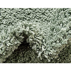 Unique Loom Davos Shag Collection Modern Luxuriously Soft & Cozy Shag Area Rug (4' 0 x 6' 0 Rectangular, Sage)