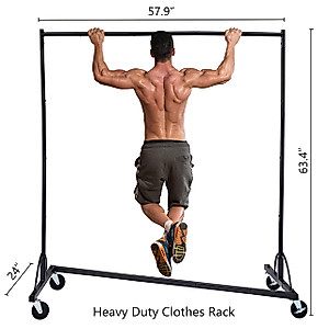 Hoctieon 2-Set Z Rack Set of 2, Rolling Clothing Racks with Z-Base, Heavy Duty Garment Racks Set of 2, Clothes Rack on Wheels With Brakes, Clothes Organizer Rack Set of 2, Black