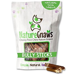 Nature Gnaws Bully Stick Bites for Small Dogs 2-4" (8oz) - Long Lasting for Light Chewers and Puppies - Natural Beef Dog Chew Treats - Rawhide Free