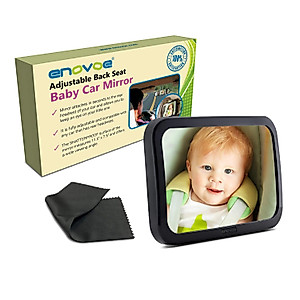 Enovoe Baby Car Mirror with Cleaning Cloth - Wide Convex Back Seat Baby Mirror is Shatterproof and Adjustable - 360 Swivel Rear Facing Car Seats Mirror Helps Keep an Eye on Your Infant car baby mirror