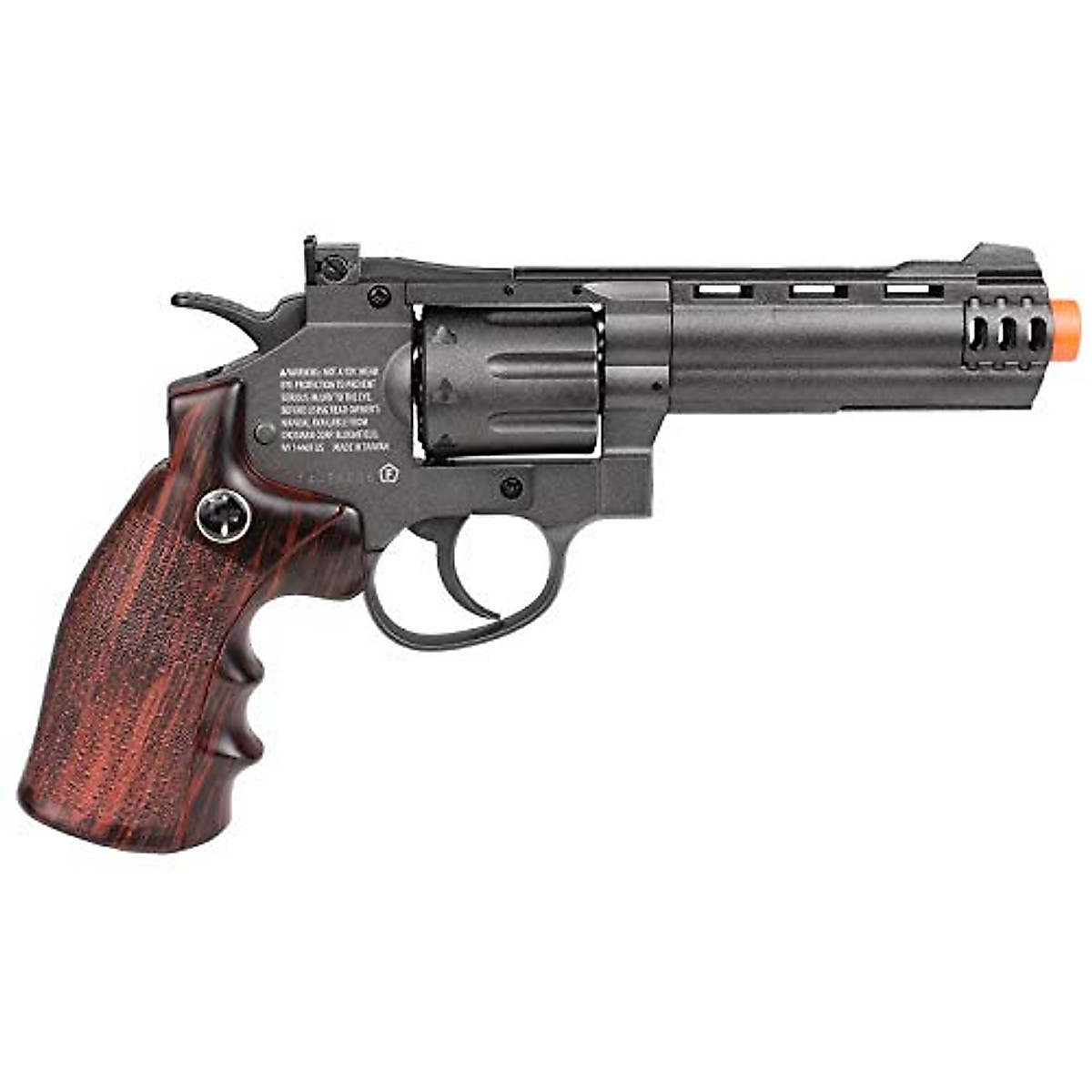 Game Face ACG357 CO2-Powered GF600 Semi-Auto 8-Shot 357 Airsoft Revolver, Grey/Brown