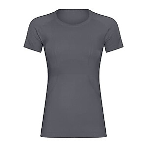 Workout Shirts for Women Workout Tops for Women Short Sleeve Yoga T Shirts for Women Breathable Athletic Gym Shirts Gray S