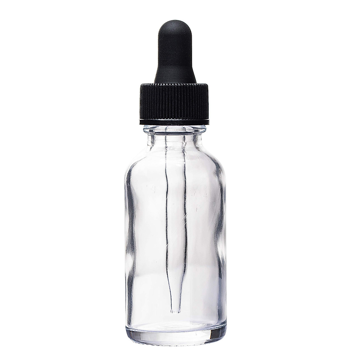 Auropack 30ml (1oz) Clear Boston Round Bottle with Glass Eye Dropper, Pack of 6