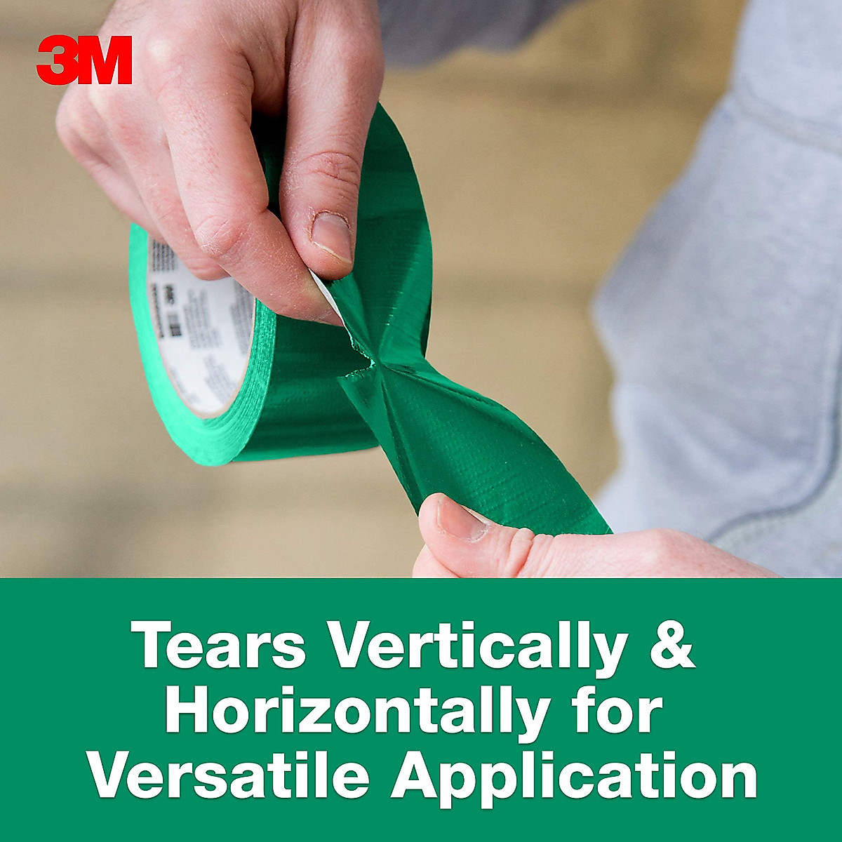 3M Multi-Use Colored Duct Tape, Green with Strong Adhesive and Water-Resistant Backing, Multi-Surface 3M Duct Tape for Indoor and Outdoor Use, 1.88 Inches x 20 Yards, 1 Roll (3920-GR)