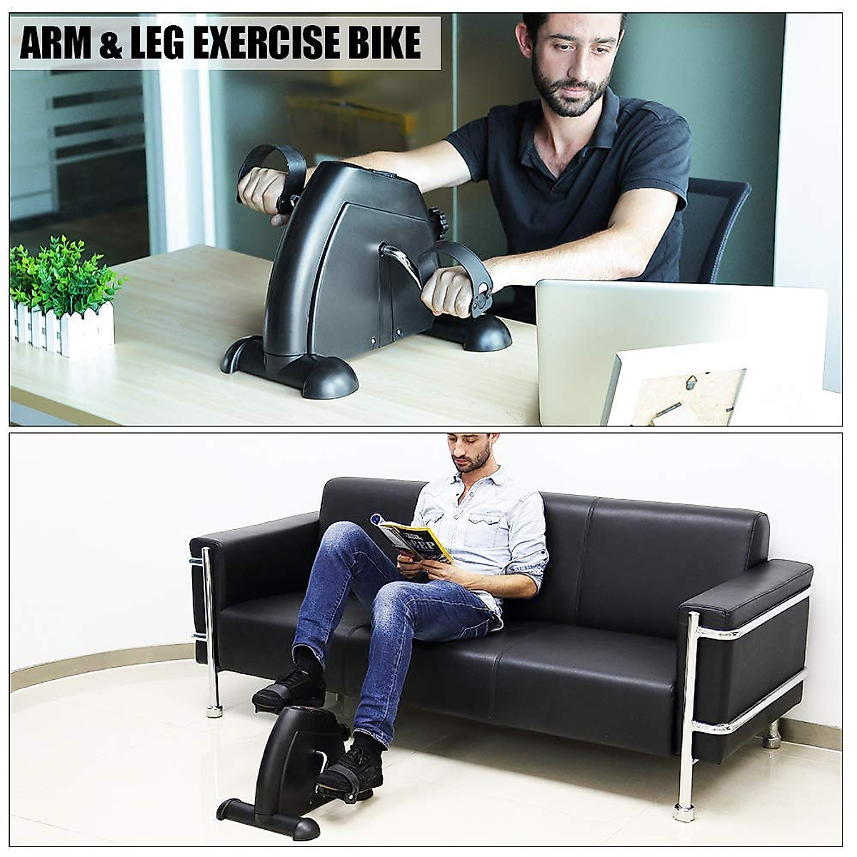 Portable Exercise Bike Pedals Stable Mini Floor Foot Pedal - Durable Leg and Arm Recovery Medical Exerciser (Pedal)