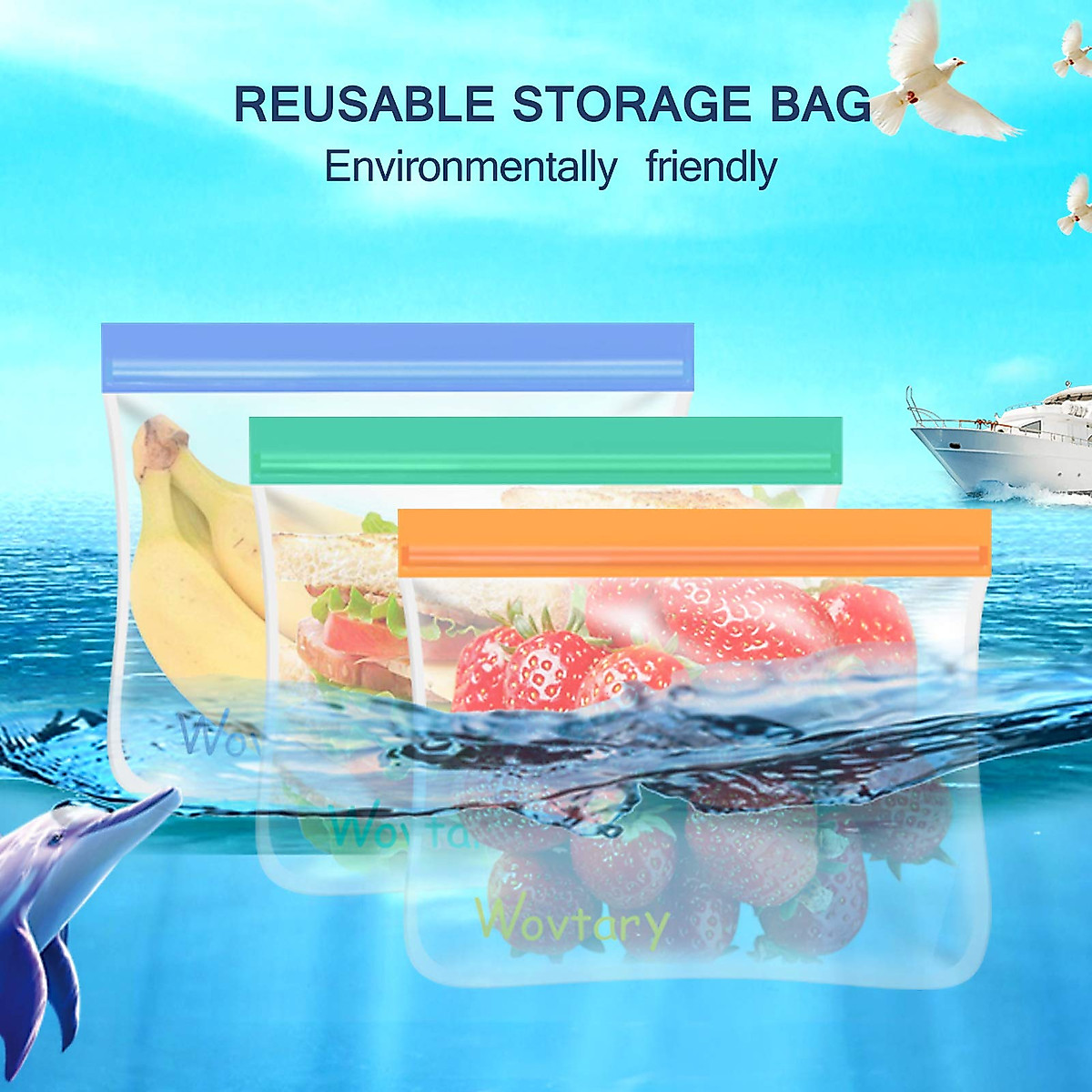 10 Pack Reusable Sandwich Bags Reusable Food Storage Bags,Reusable Snack Bags Leakproof Silicone - Free Plastic BPA Free Lunch Bags for Food Travel