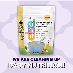 Else Nutrition Super Cereal For Babies 6 mo+, Made With Real Whole Plants for a Nutritionally Balanced meal, with gluten free carbs and plant protein (Vanilla, Single)