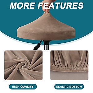 Turquoize 2 Pack Bar Stool Covers Round Stool Covers with Elastic Bands Bar Stool Seat Covers Slipcover Washable Stool Cushion Covers Feature Stretch Thick Bouncy Fabric, Dia 16"-18", X-Large, Taupe