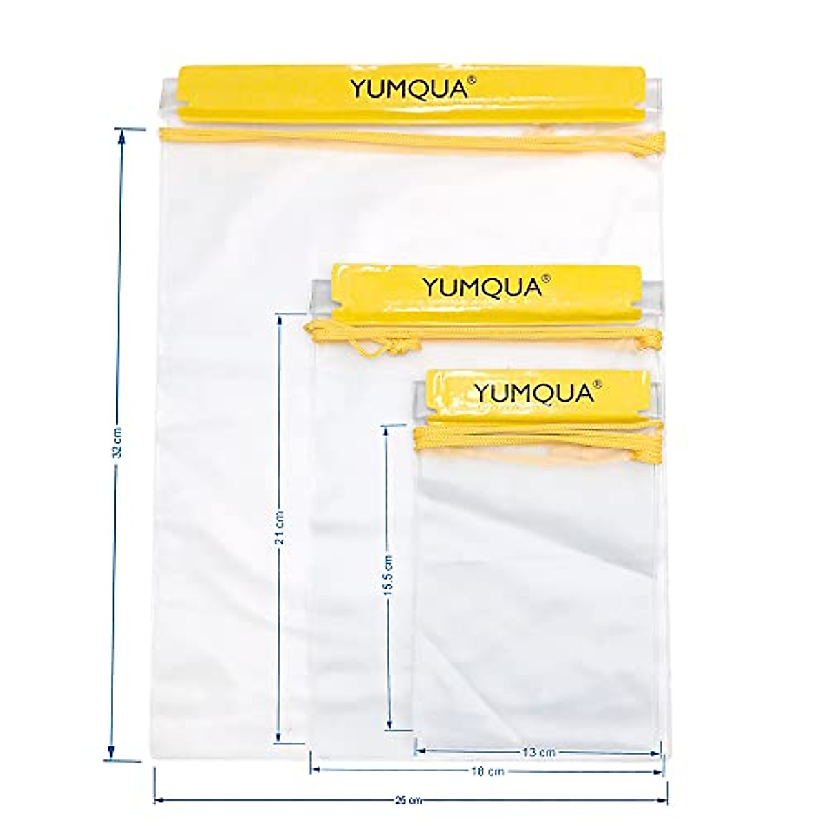 YUMQUA Clear Waterproof Bags, Water Tight Cases Pouch Dry Bags for Camera Mobile Phone Maps Pouch Kayak Military Boating Document Holder, Yellow
