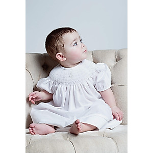 Hand Smocked Baptism Dresses for Baby Girls Christening Dresses for Baby Girl Pearl Cross Bishop Dress Baby Girls' Christening Clothing Baby Girl Baptism Dress with Bonnet White