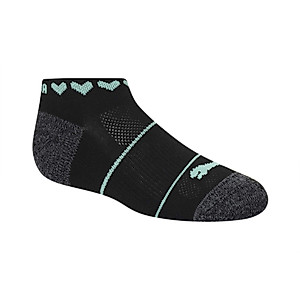PUMA girls 8 Pack Low Cut + Hair Ties Running Socks, Black/Multi, 5-6.5 US