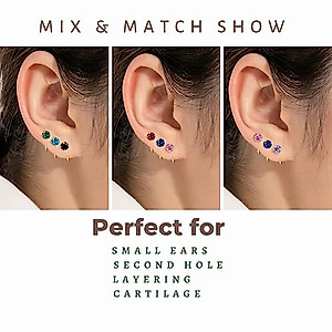 Red Garnet Small Hoop Earrings in Sterling Silver, Nickel Free Earrings for Women, Hypoallergenic, Minimalist Half Hoop Earrings, Cute Ear Jackets